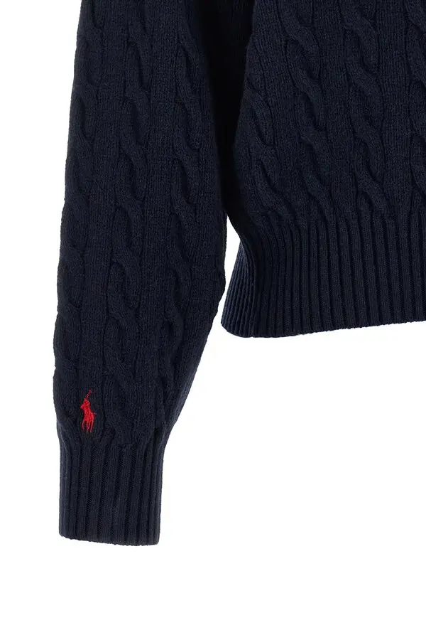 Polo Ralph Lauren Cable Knit Cardigan With Embroidered Logo