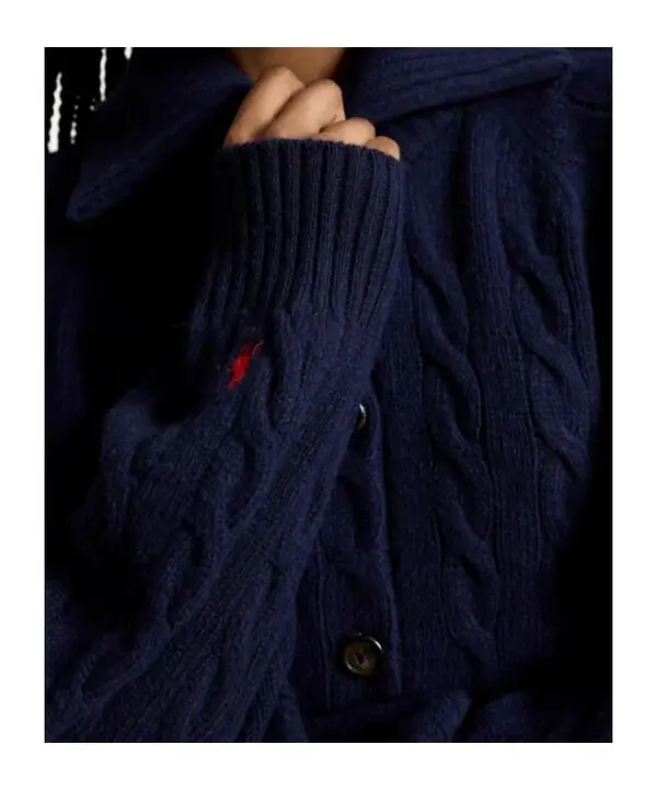 Polo Ralph Lauren Cable Knit Cardigan With Embroidered Logo