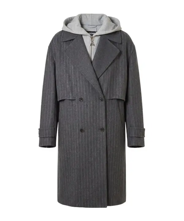 Patrizia Pepe Pinstripe Hooded Coat