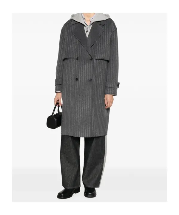 Patrizia Pepe Pinstripe Hooded Coat