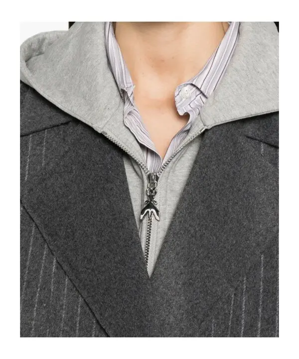 Patrizia Pepe Pinstripe Hooded Coat
