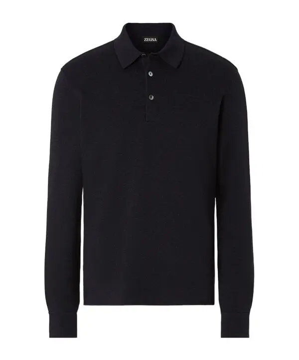 Zegna Cotton Polo Shirt - Navy Blue