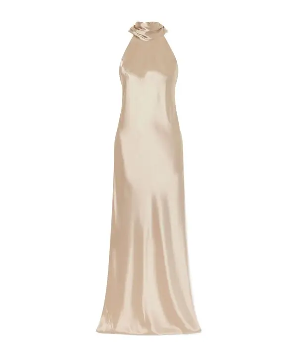 Galvan Sienna Satin Halterneck Gown