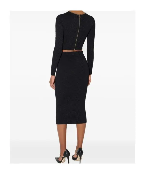 Elisabetta Franchi Snake-pattern Knit Midi Skirt