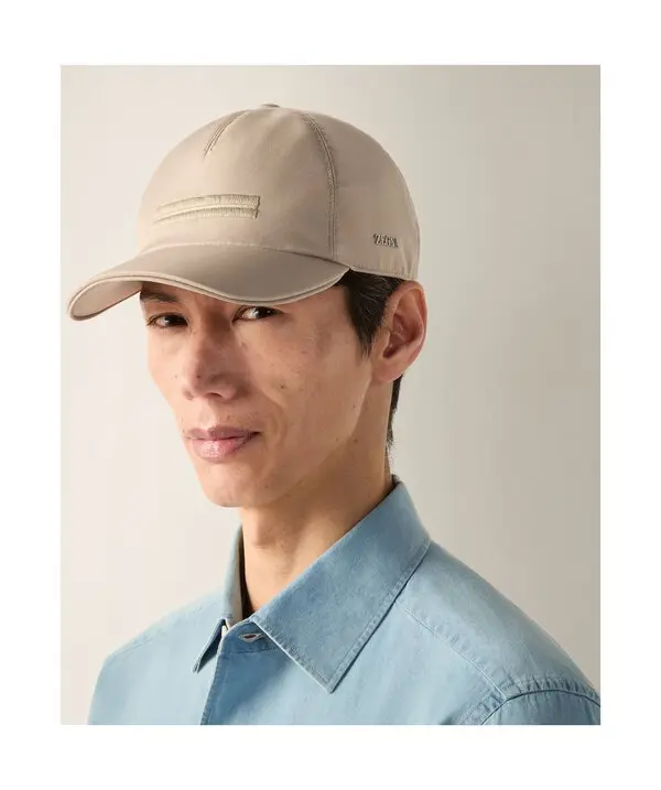 Zegna Light Taupe Microfiber Motorin Baseball Cap
