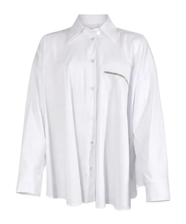 D.exterior Oversized Shirt With Crystal Embellishment - White