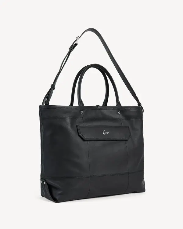 Kenzo Utility' Reversible Large Tote Bag In Canvas And Leather