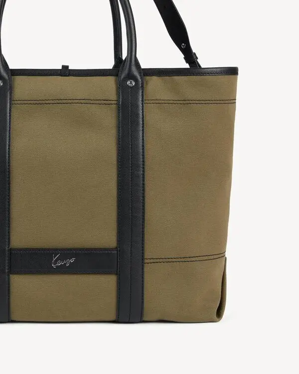 Kenzo Utility' Reversible Large Tote Bag In Canvas And Leather