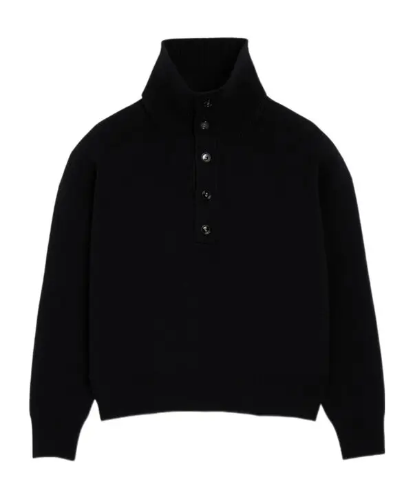 AMI Paris High Neck Half-button Knit Top
