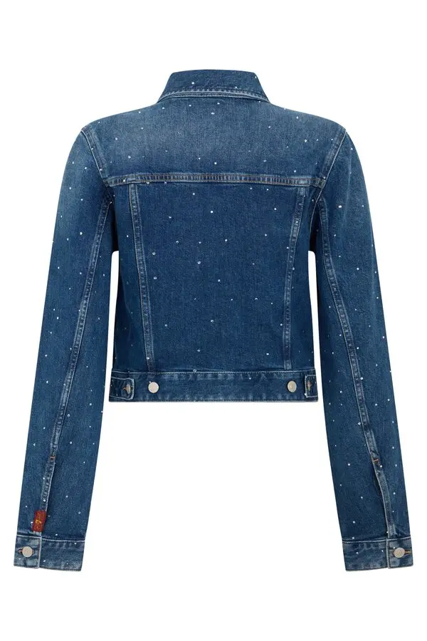 7 For All Mankind Studded Cropped Denim Jacket
