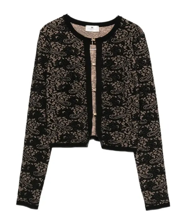 Elisabetta Franchi Lace-pattern Logo-plaque Sweater