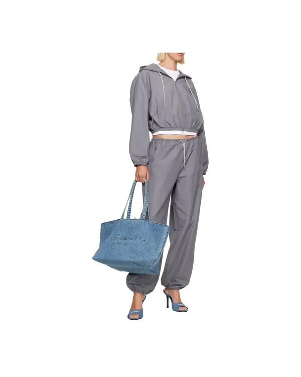 Alexander Wang Logo Embossed Denim Tote Bag - Denim Blue