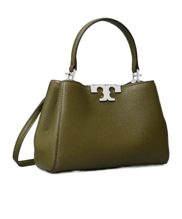 Tory Burch Eleanor Pebbled Mini Satchel Bag - Dark Olive