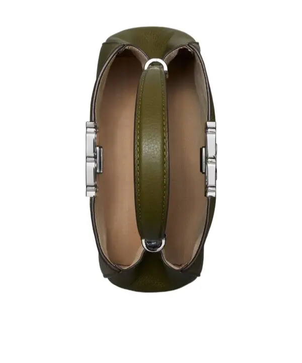Tory Burch Eleanor Pebbled Mini Satchel Bag - Dark Olive
