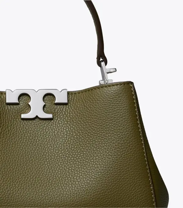 Tory Burch Eleanor Pebbled Mini Satchel Bag - Dark Olive