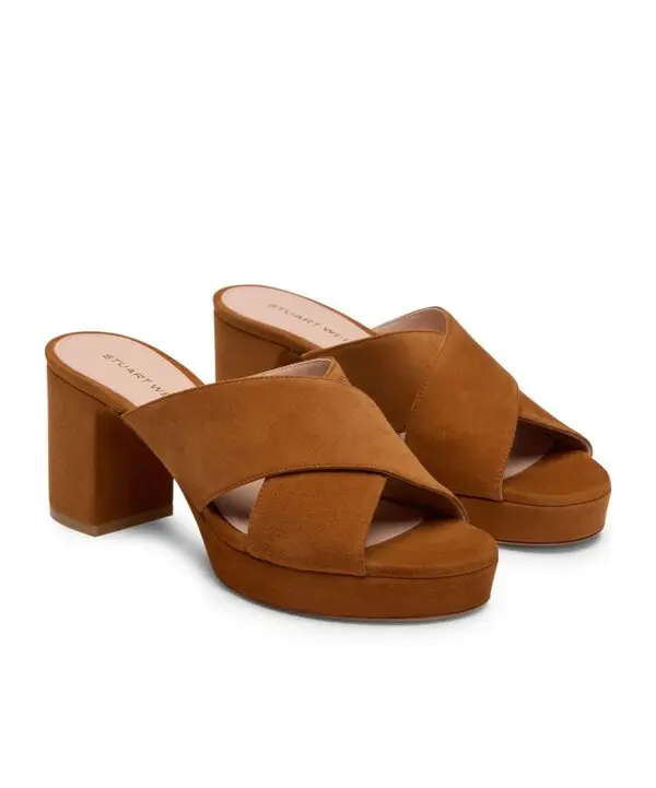 STUART WEITZMAN Dayna Platform Slide Sandal - Bohemian Tan