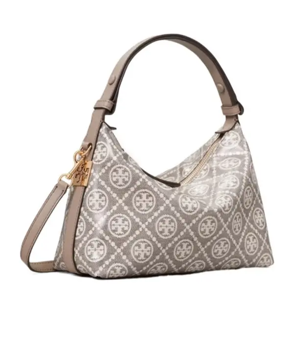 Tory Burch T Monogram Mellow Shoulder Bag - Charcoal