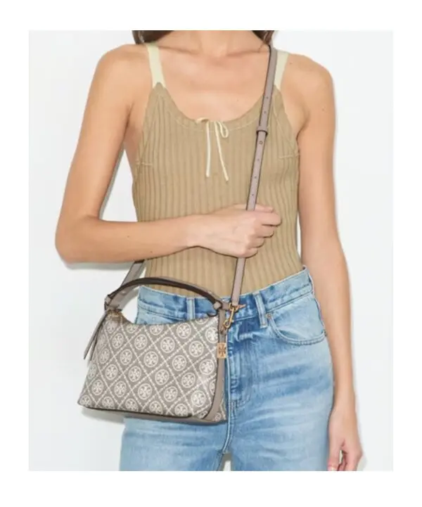 Tory Burch T Monogram Mellow Shoulder Bag - Charcoal