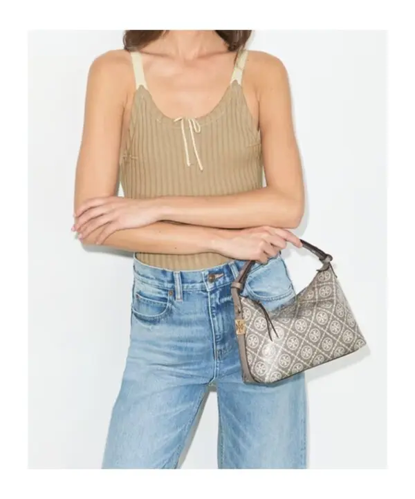 Tory Burch T Monogram Mellow Shoulder Bag - Charcoal
