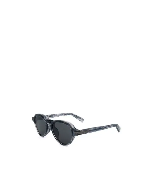 Zegna Geometric Full Rim Round Frame Sunglasses