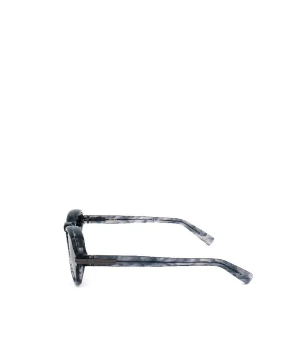 Zegna Geometric Full Rim Round Frame Sunglasses