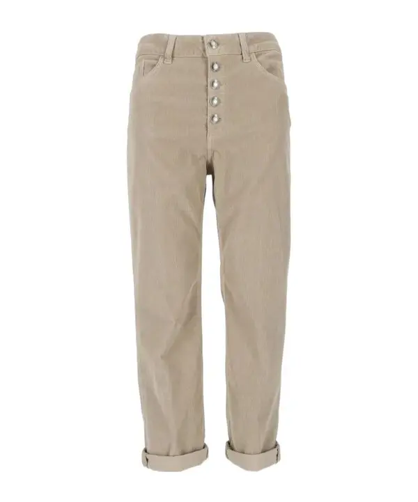 DONDUP Logo Patch Cropped Trousers - Beige