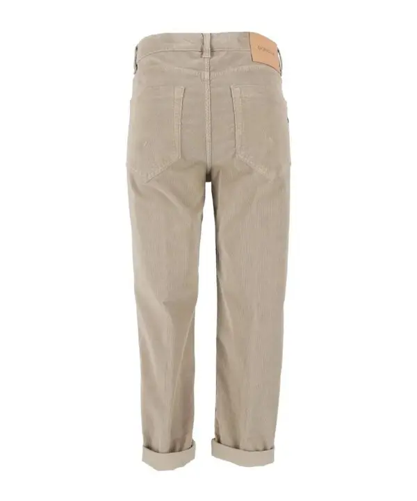 DONDUP Logo Patch Cropped Trousers - Beige