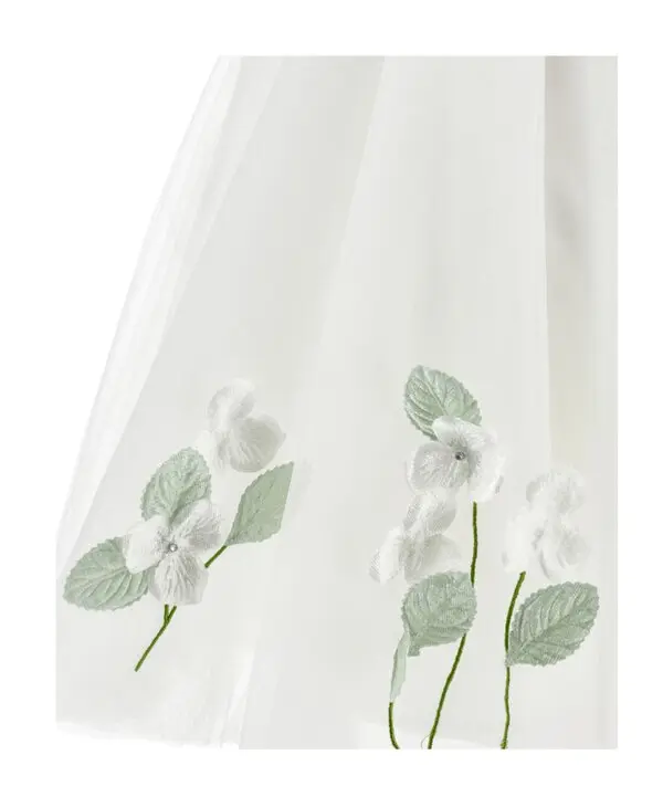 Monnalisa Floral Appliqué Tulle Dress