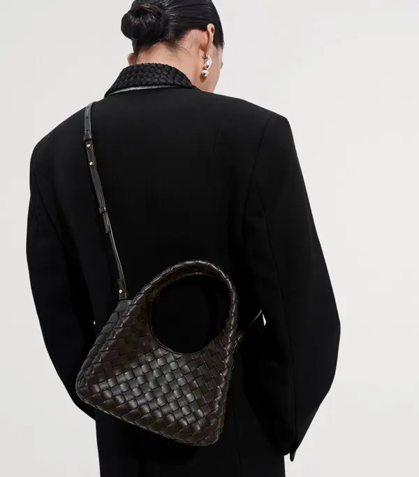 Bottega Veneta Baby Leather Campana Shoulder Bag - Brown