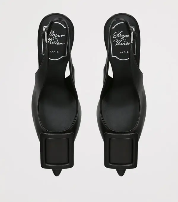 ROGER VIVIER Leather Slingback Pumps 85 - Black