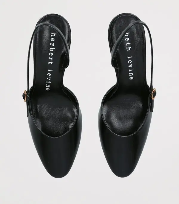 HERBERT LEVINE Leather Slingback Heels 65 - Black