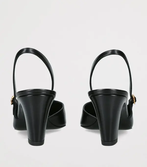 HERBERT LEVINE Leather Slingback Heels 65 - Black