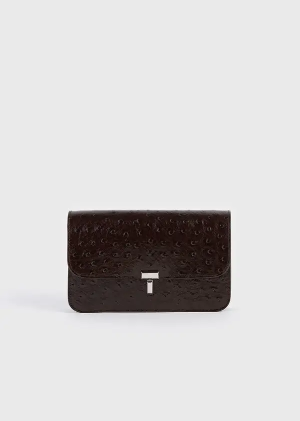 TOTEME T-lock Ostrich-embossed Crossbody