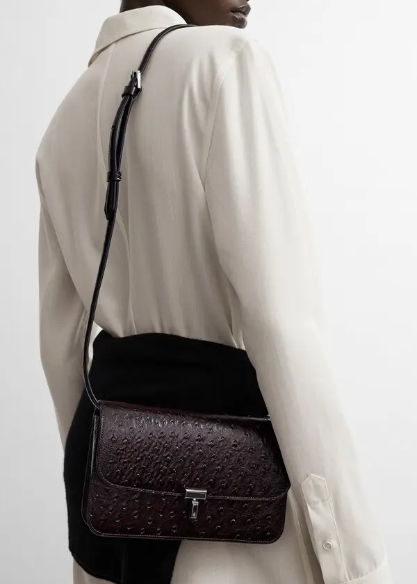 TOTEME T-lock Ostrich-embossed Crossbody