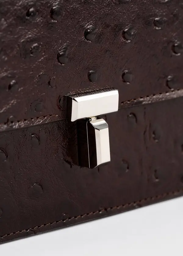 TOTEME T-lock Ostrich-embossed Crossbody