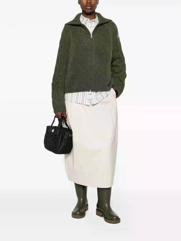 Moncler Cable Knit Zip-up Cardigan - Green