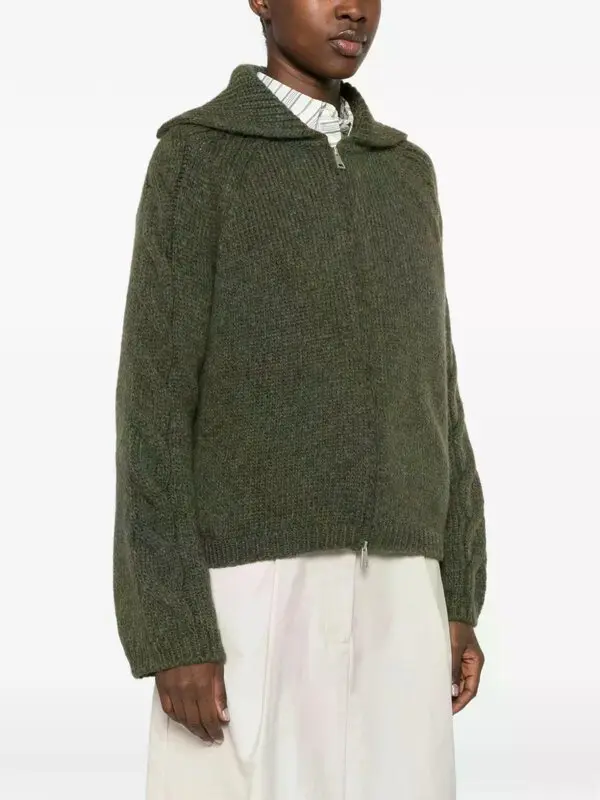 Moncler Cable Knit Zip-up Cardigan - Green
