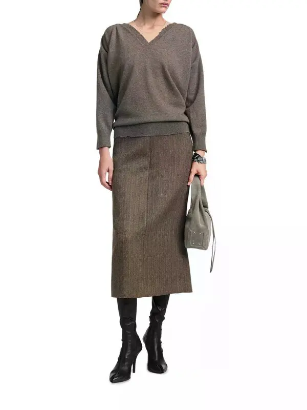 MAISON MARGIELA Distressed V-neck Long Sleeve Knit