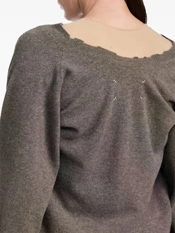 MAISON MARGIELA Distressed V-neck Long Sleeve Knit