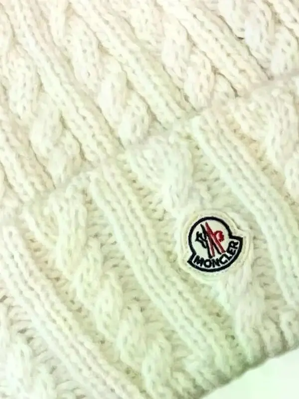 Moncler Cable Knit Wool Blend Beanie Hat