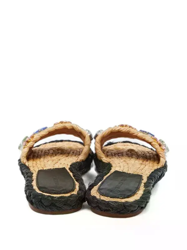 Tory Burch Embellished Raffia Slide Sandals