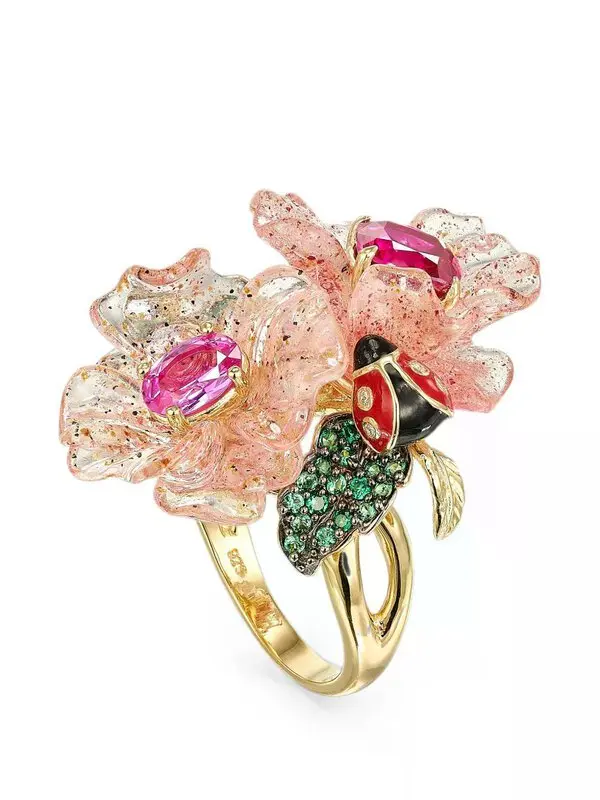 ANABELA CHAN Beetroot & Dragonfruit Garden Sapphire And Tsavorite Ring - Gold
