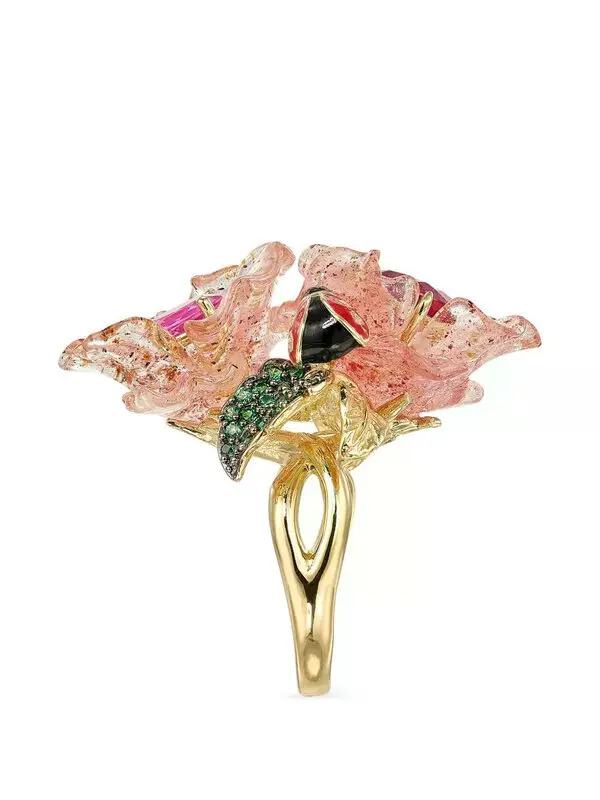 ANABELA CHAN Beetroot & Dragonfruit Garden Sapphire And Tsavorite Ring - Gold