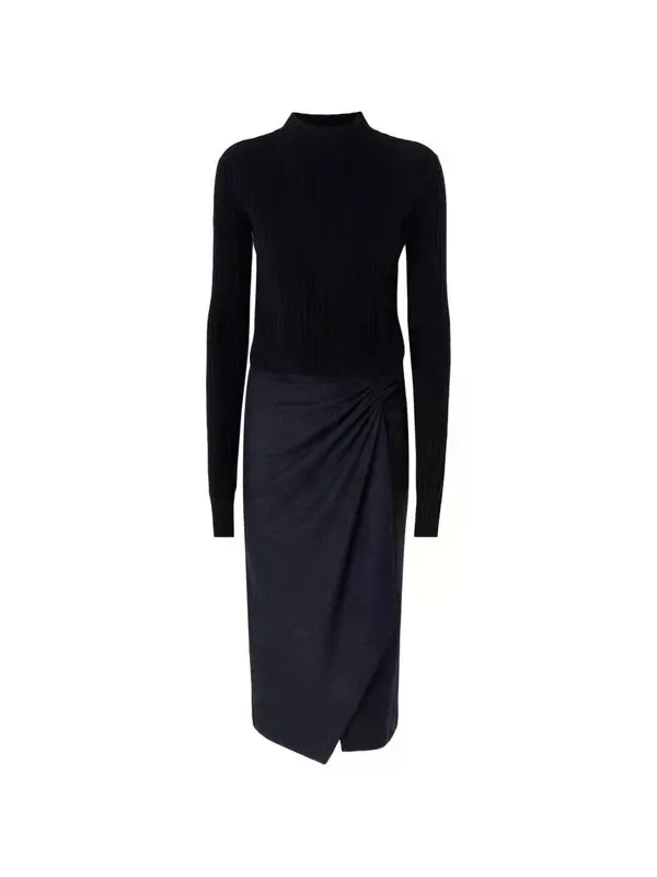 Pinko Ribbed Knit Pinstripe Dress - Blue