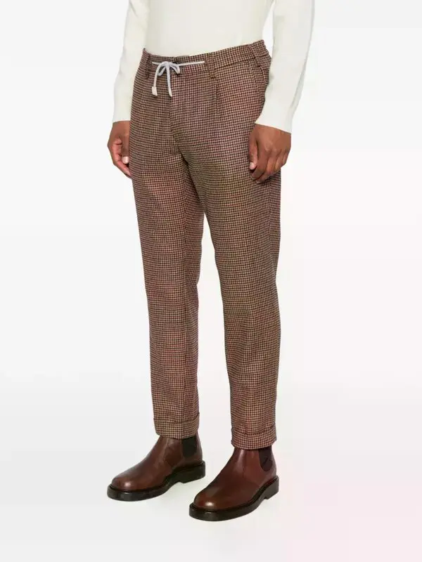 Eleventy Houndstooth Pattern Drawstring Trousers