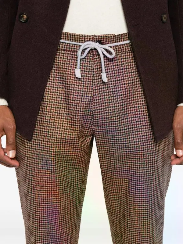 Eleventy Houndstooth Pattern Drawstring Trousers