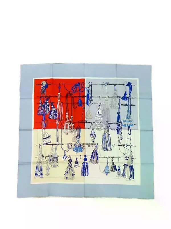 Hermès 2017 Passementerie Quadri Silk Scarf 90 Scarves - Blue