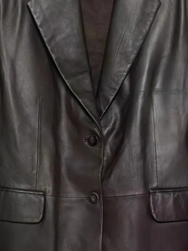 ALYSI Single-breasted Leather Jacket - Brown