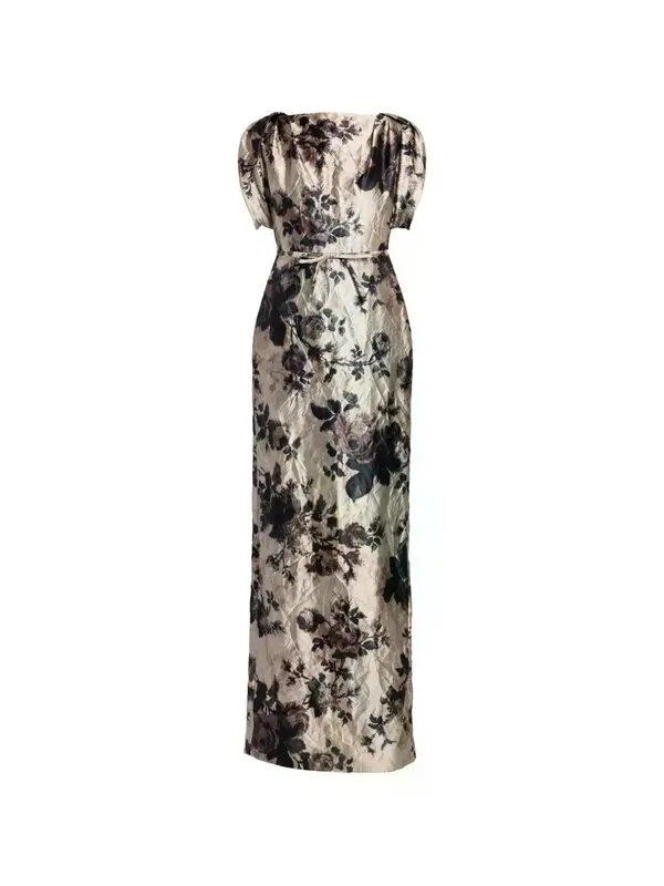 Erdem Floral-print Textured Satin Gown - Neutrals