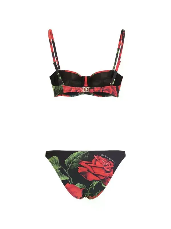Dolce & Gabbana Rose-print Balconette Bikini